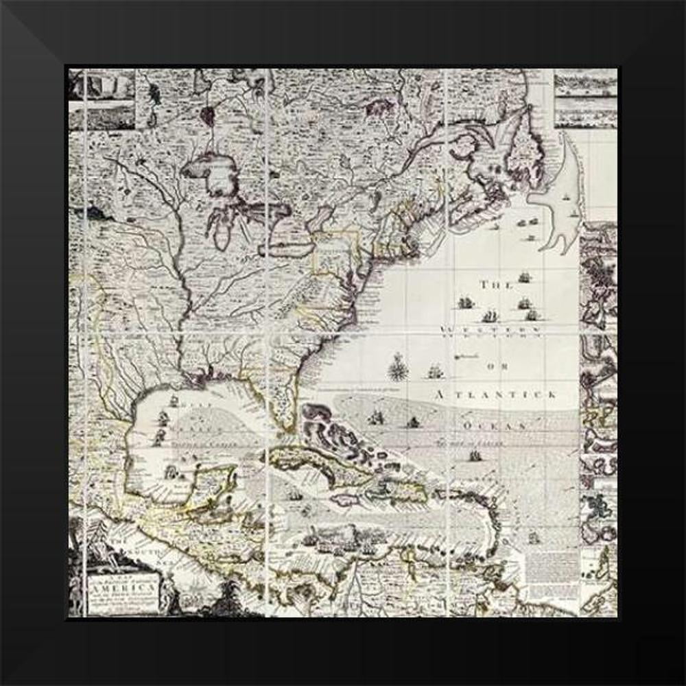 Popple, Henry 20x20 Black Modern Framed Museum Art Print Titled - A Map ...