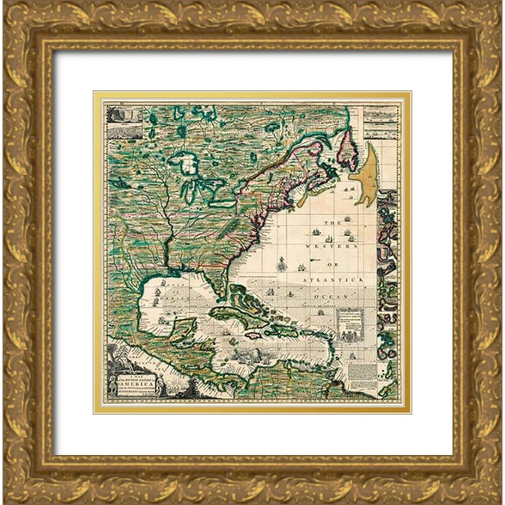 Popple, Henry 20x20 Gold Ornate Wood Framed with Double Matting Museum ...