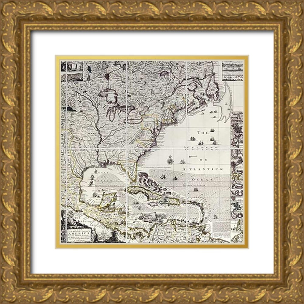 Popple, Henry 20x20 Gold Ornate Wood Framed with Double Matting Museum ...