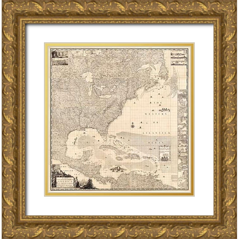 Popple, Henry 26x26 Gold Ornate Wood Framed with Double Matting Museum ...