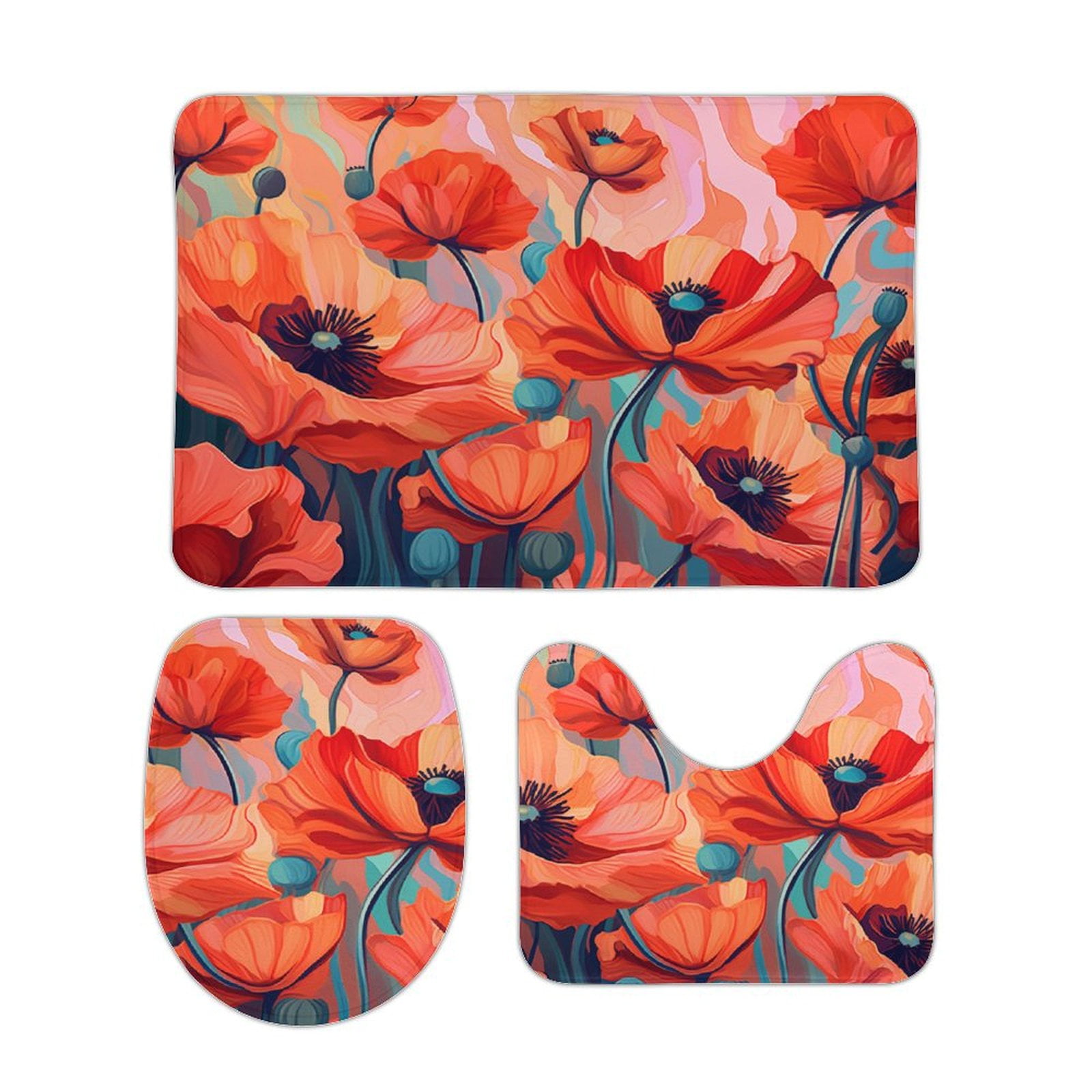Poppy (23) Soft Bathroom Carpet Set , Contour Carpet Set, Toilet Lid ...