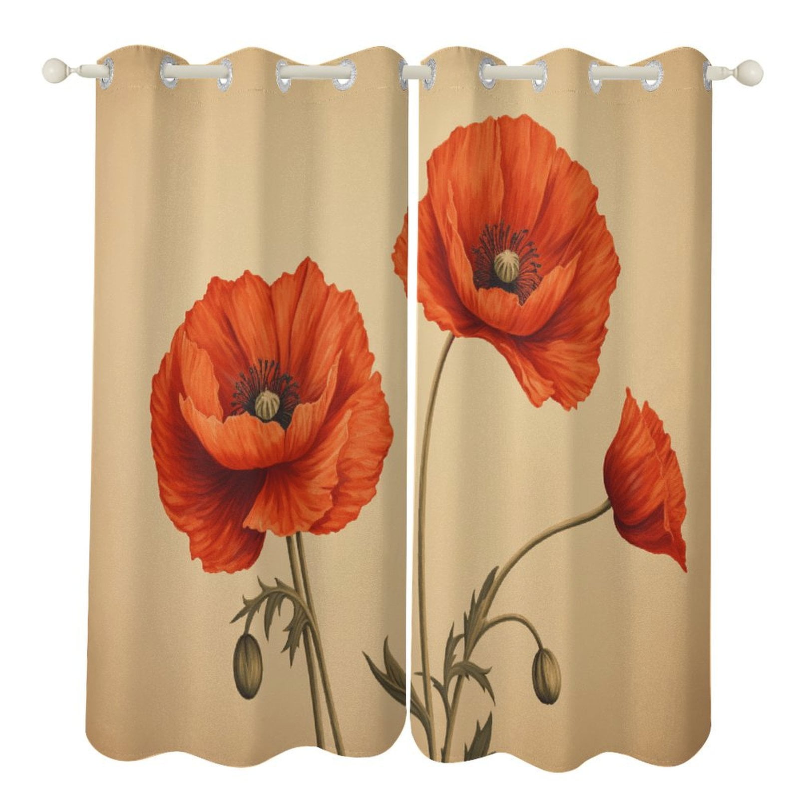 Poppy (4) Blackout Window Curtains for Bedroom Living Room Kicthen High ...