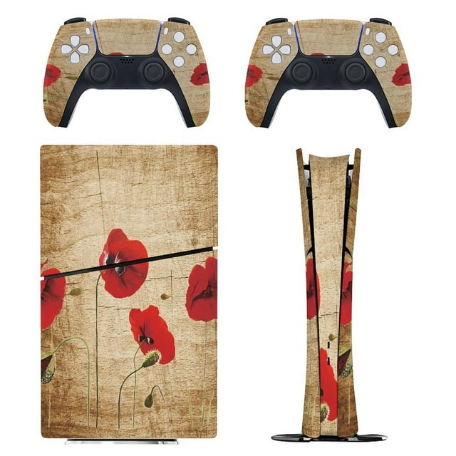 Poppy Artwork PS5/PS5 Pro/PS5 Slim Digital Disc Skin Sticker For Console And Controller Skins ...
