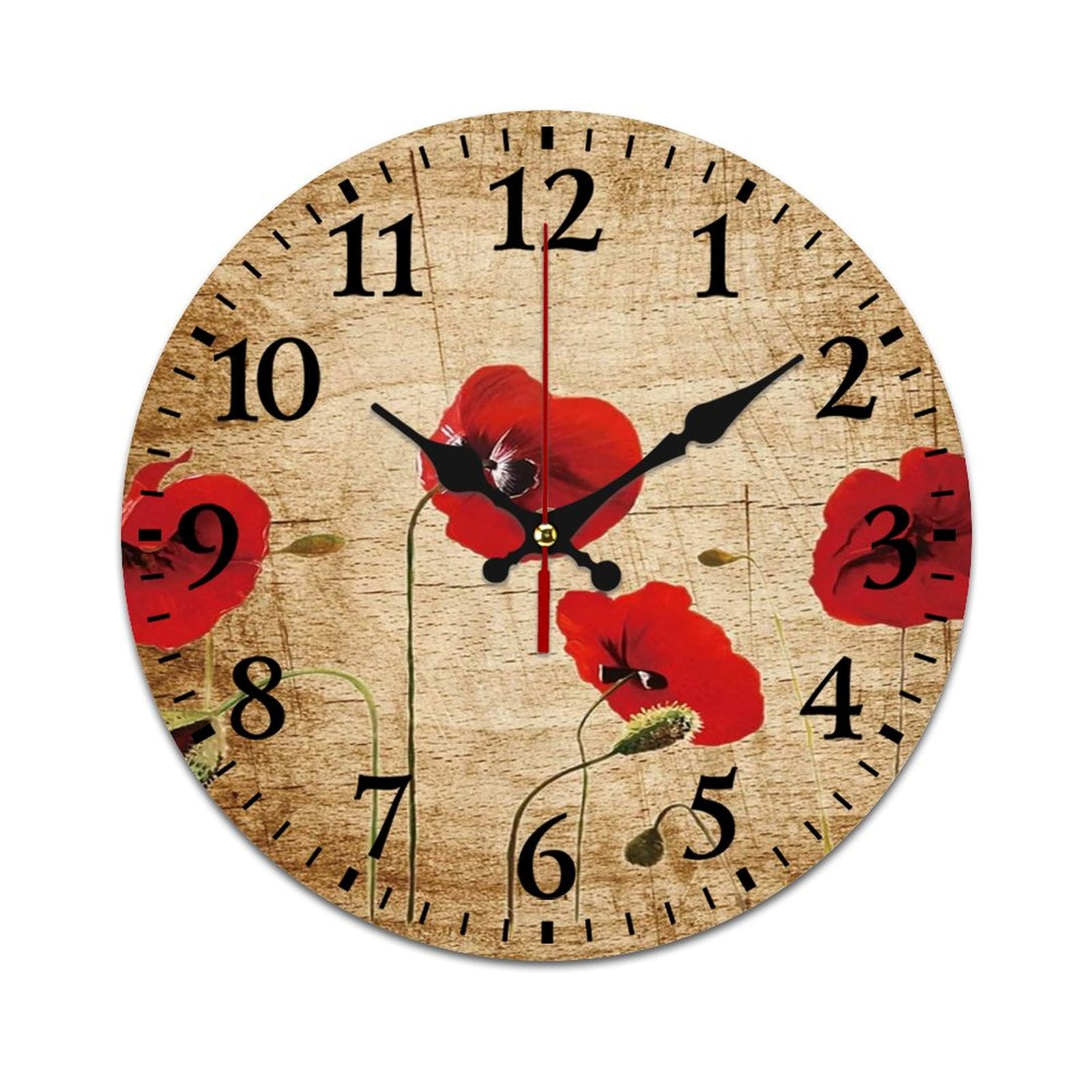 Poppy Artwork Wall Clock Modern Design Clocks Wall Hanging Home Office ...