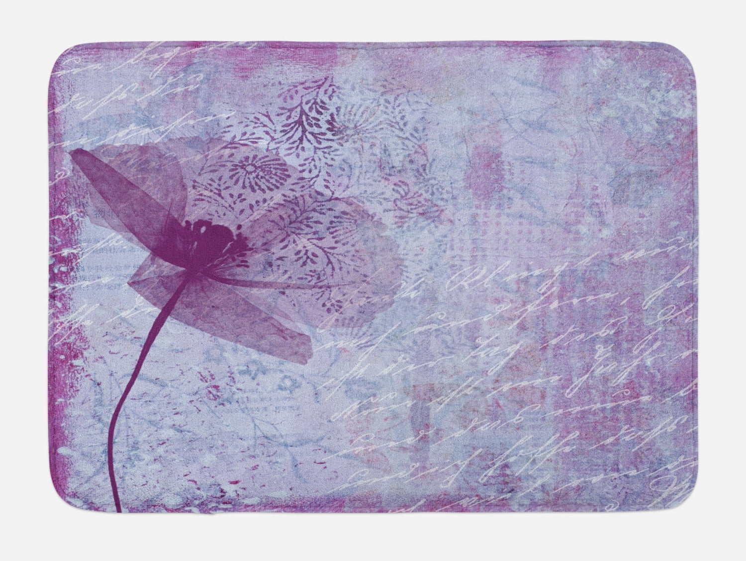 Poppy Bath Mat, Poppy Flower Artwork with Poetry Pattern Romance Theme ...