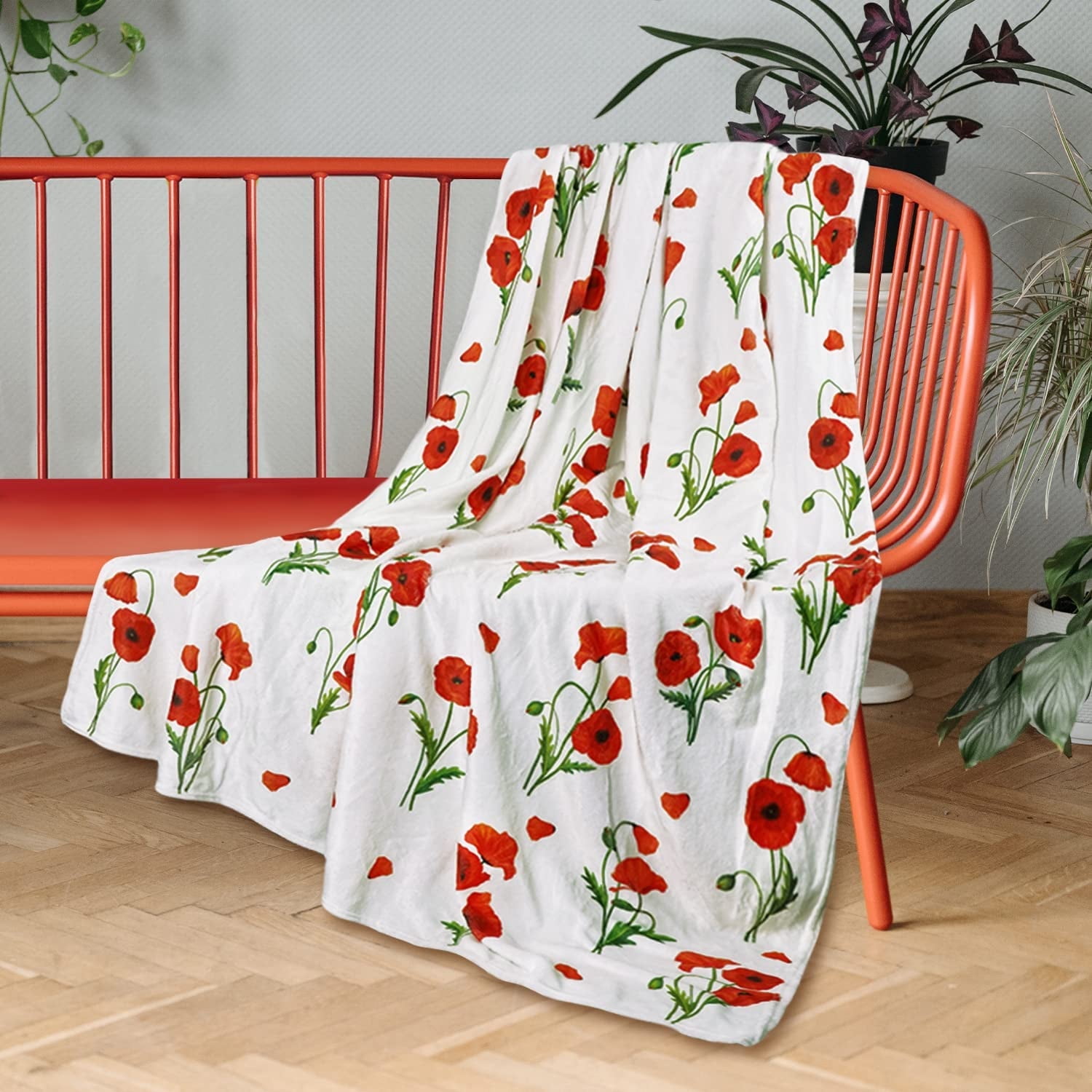 Poppy Blanket, Red Floral Throw Blanket, Poppy Gift, Blanket Living ...