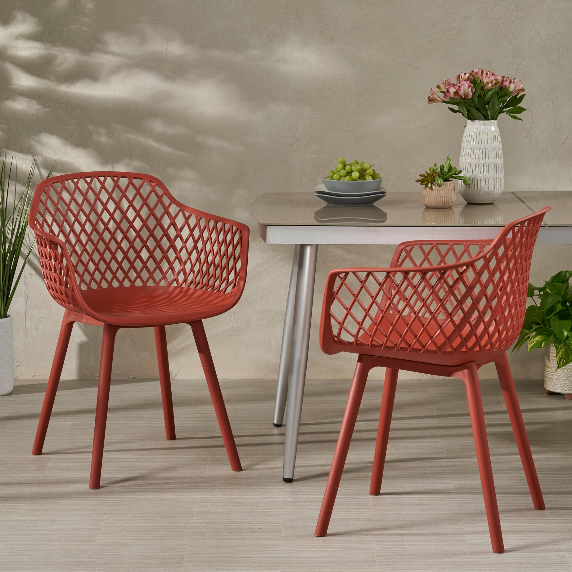 Poppy Chair For Outdoor Dining Area: , , Red Polypropylene, 23.2 In.d X ...