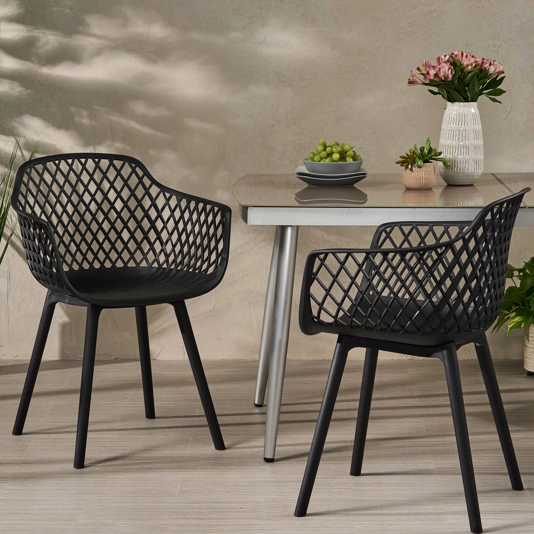 Poppy Chair Outdoor Dining - Black Polypropylene With Weather ...