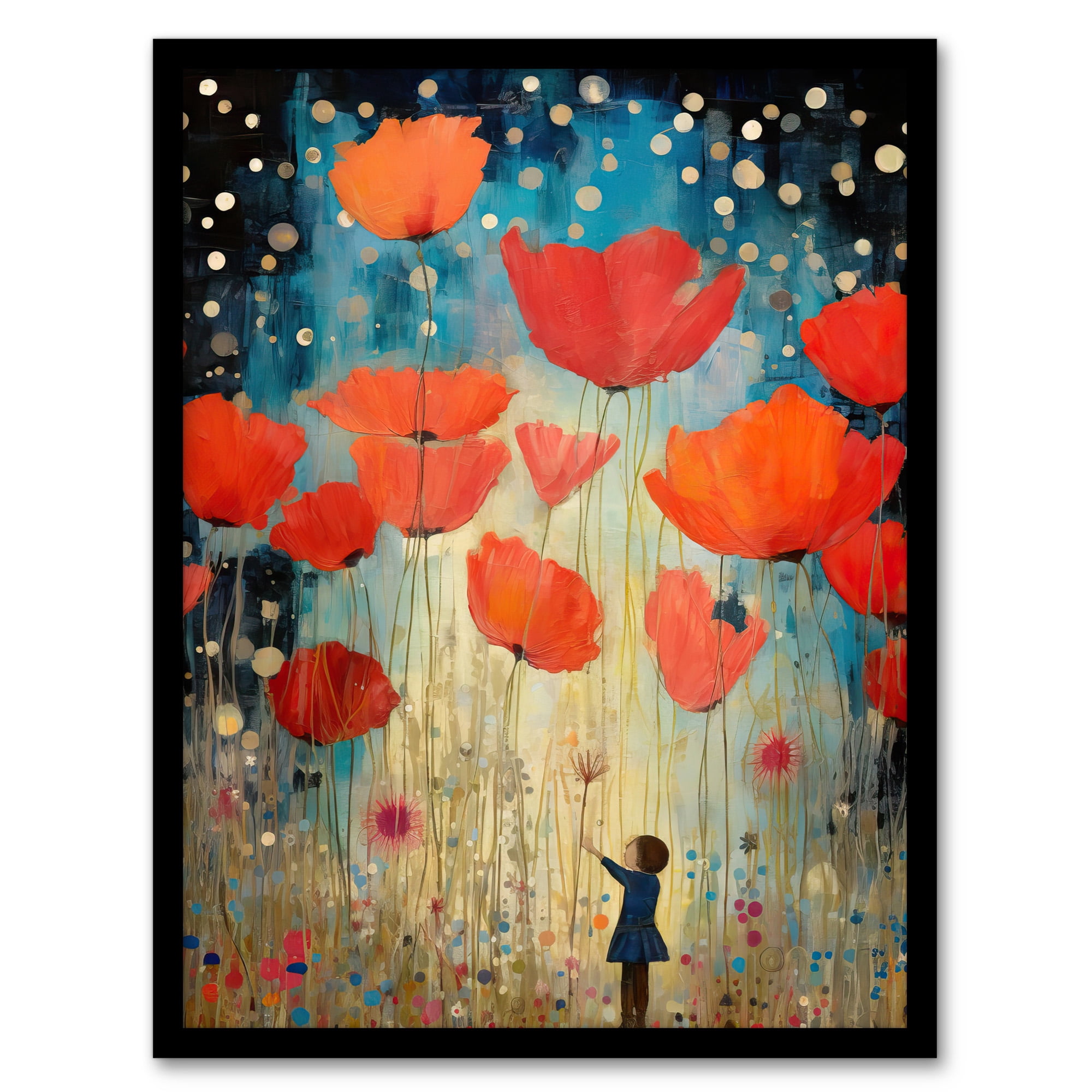 Poppy Dreams Oil Painting Kids Bedroom Child In Wildflower Meadow Of ...