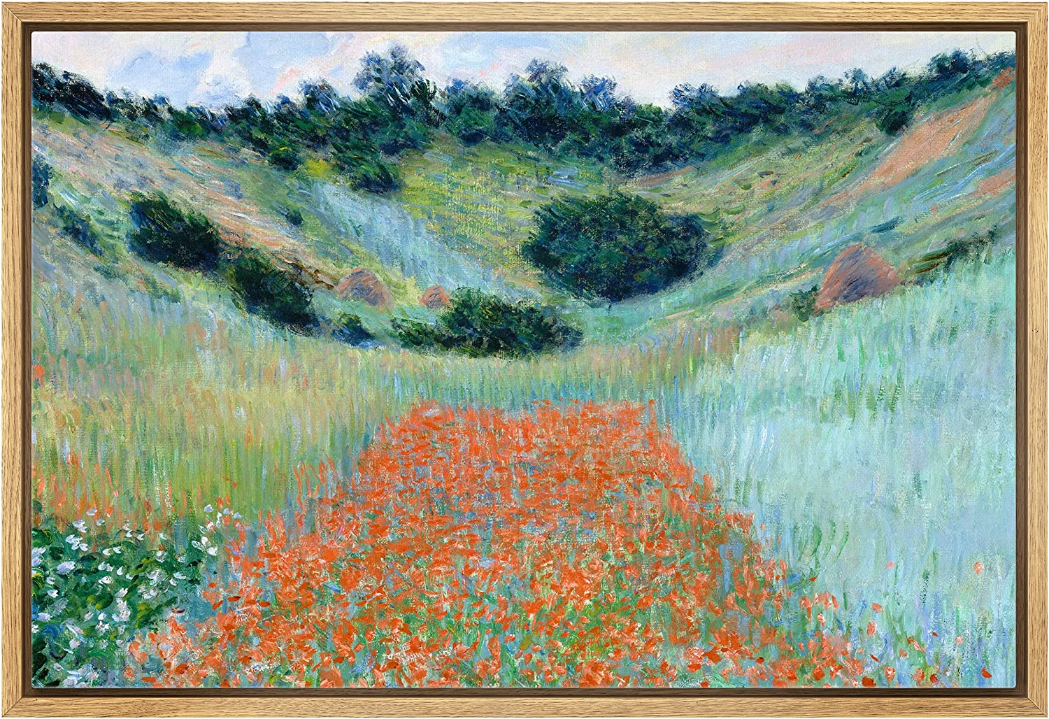 Poppy Field in a Hollow Near Giverny by Claude Monet - Framed Canvas ...