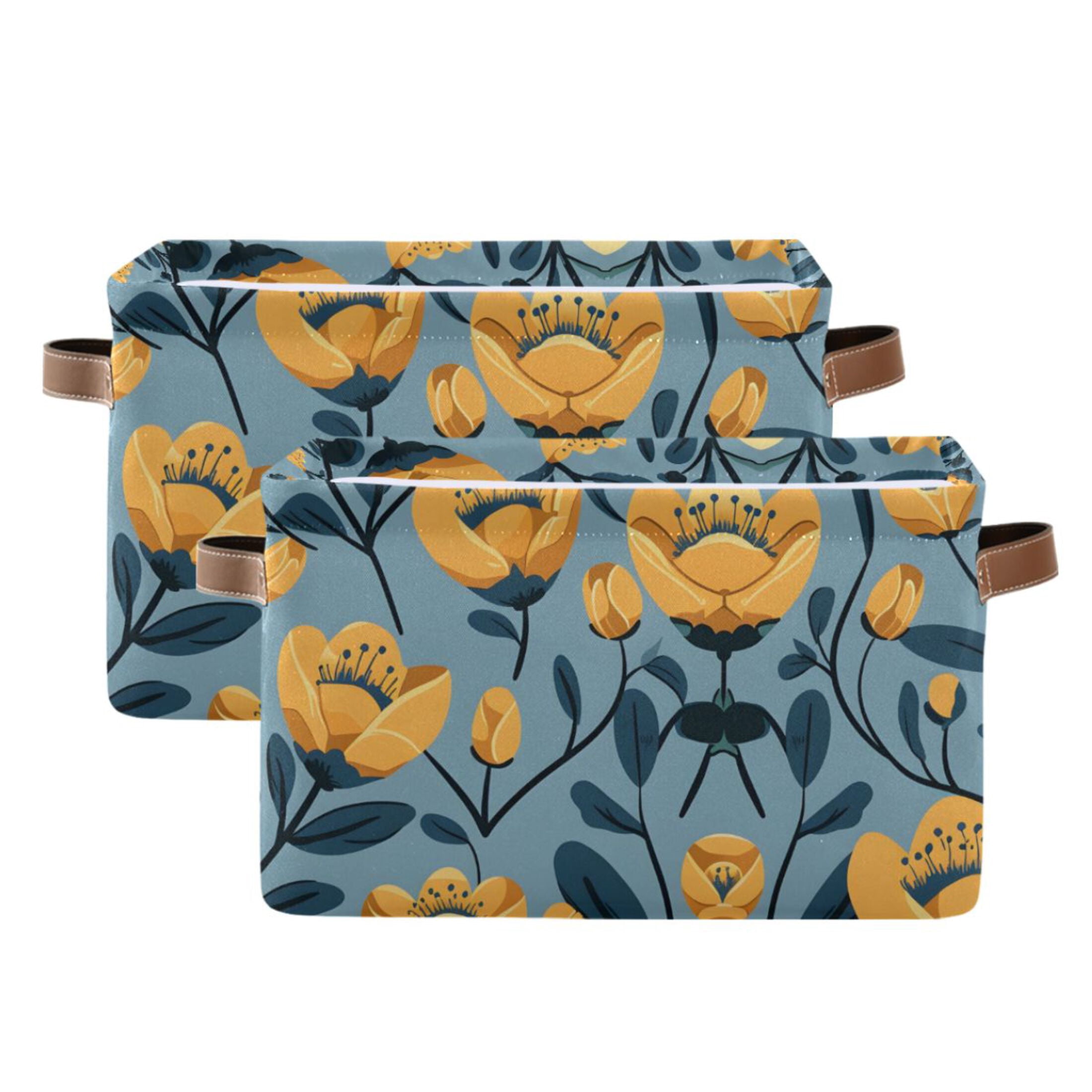 Poppy Floral Pattern Storage Basket Large Foldable Storage Bin Laundry ...