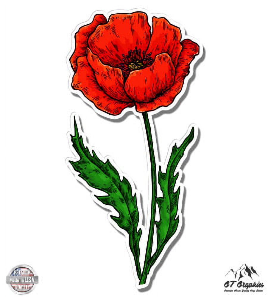 Poppy Flower - 12" Vinyl Sticker Waterproof Decal - Walmart.com