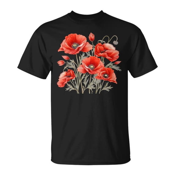 Poppy Flower Botanical Poppies Floral TShirt - Walmart.com