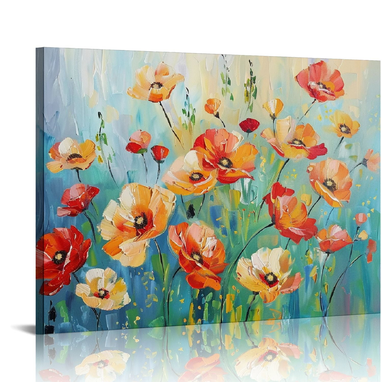 Poppy Flower Canvas Wall Art Red Poppies Painting Print Floral Pictures ...