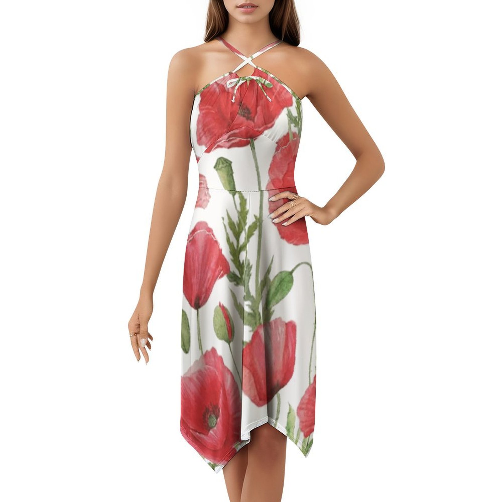Poppy Flower Draw Dress Elegant Party Dresses Evening Dresses Women ...