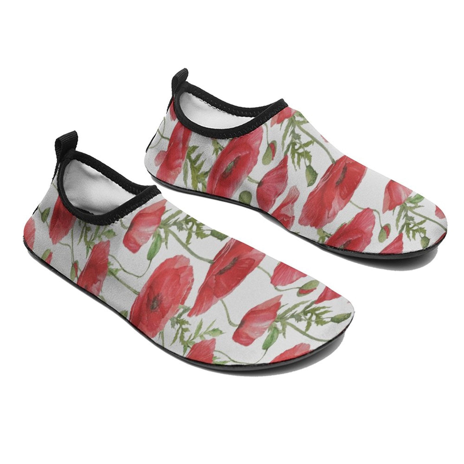 Poppy Flower Draw Water Shoes Beach Slip-on Shoes for Men Women Swim ...