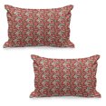 Poppy Flower Quilted Pillowcover Set of 2, Abstract Pattern with Garden ...