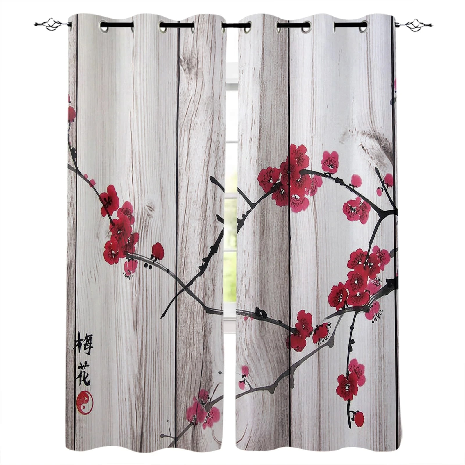 Poppy Flower Red Window Curtains for Living Room Bedroom Kitchen Modern ...