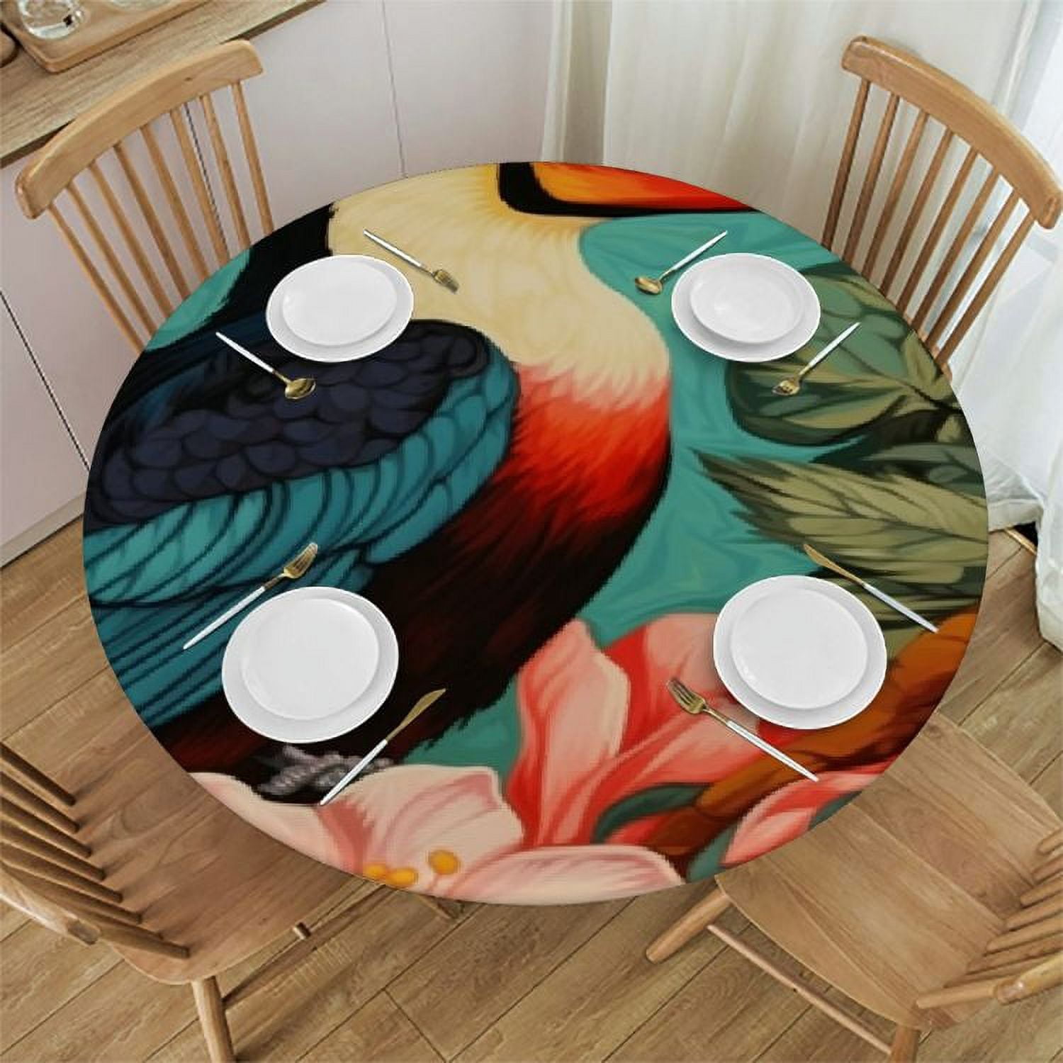 Poppy Flower Round Fitted Tablecloth with Fitted Table Cloth for Round ...