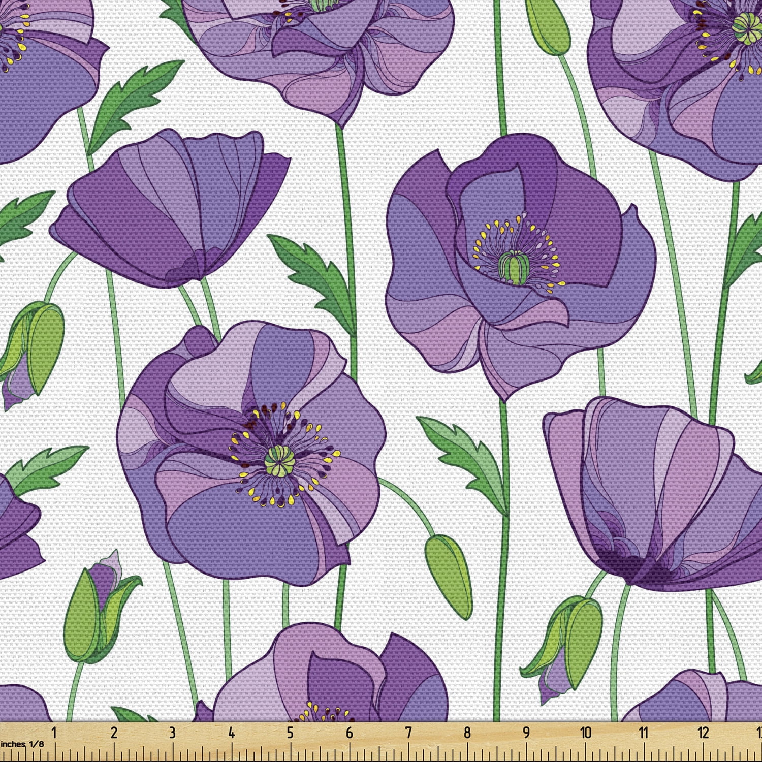Ambesonne Poppy Flower Fabric by the Yard Upholstery, Art Buds and ...