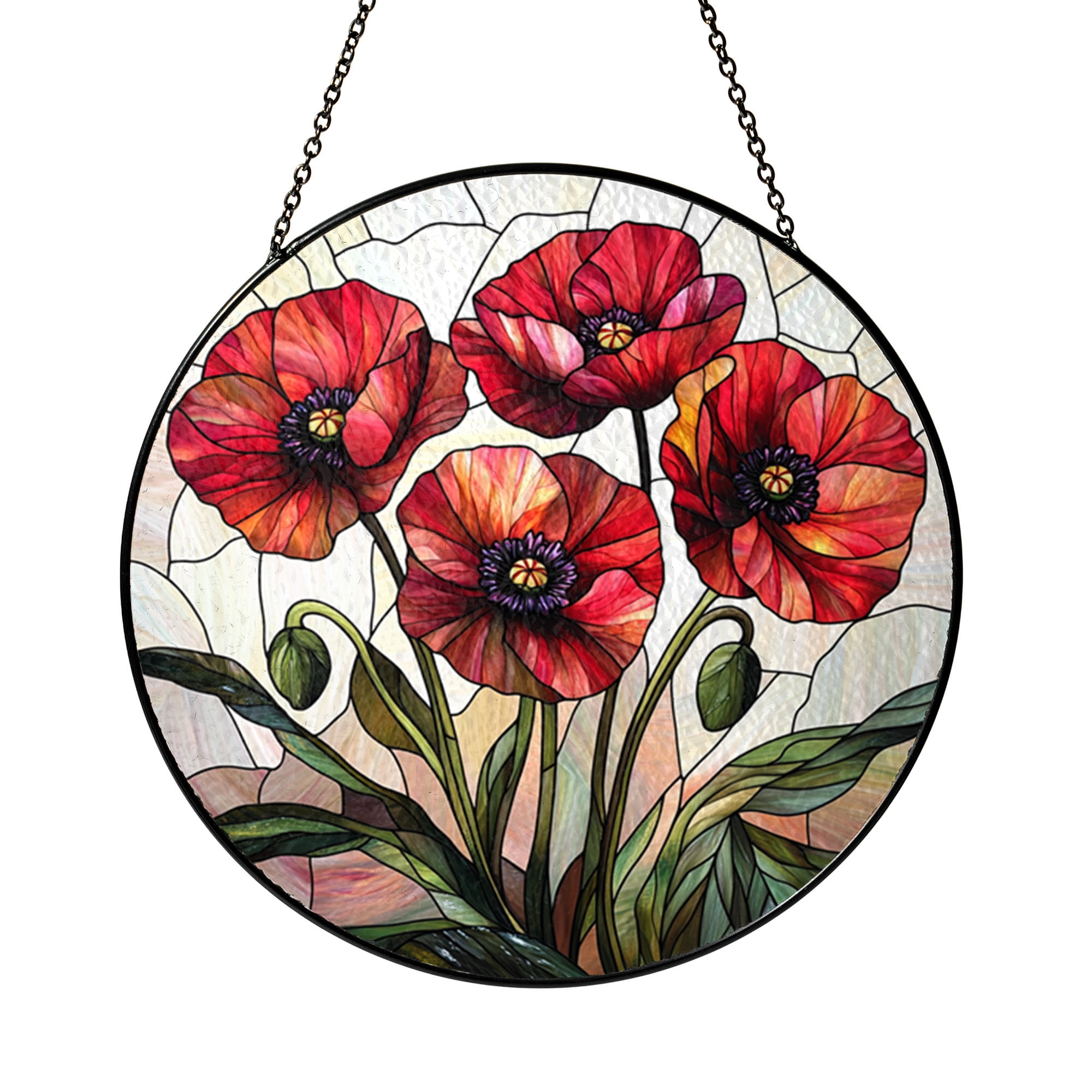 Poppy Flower Stained Glass Suncatcher – Floral Window Decor - Walmart.com