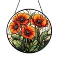 Poppy Flower Stained Glass Suncatcher – Round Floral Window Hanging ...