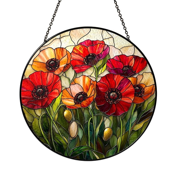 Poppy Flower Stained Glass Suncatcher Window Decor, Decorative ...