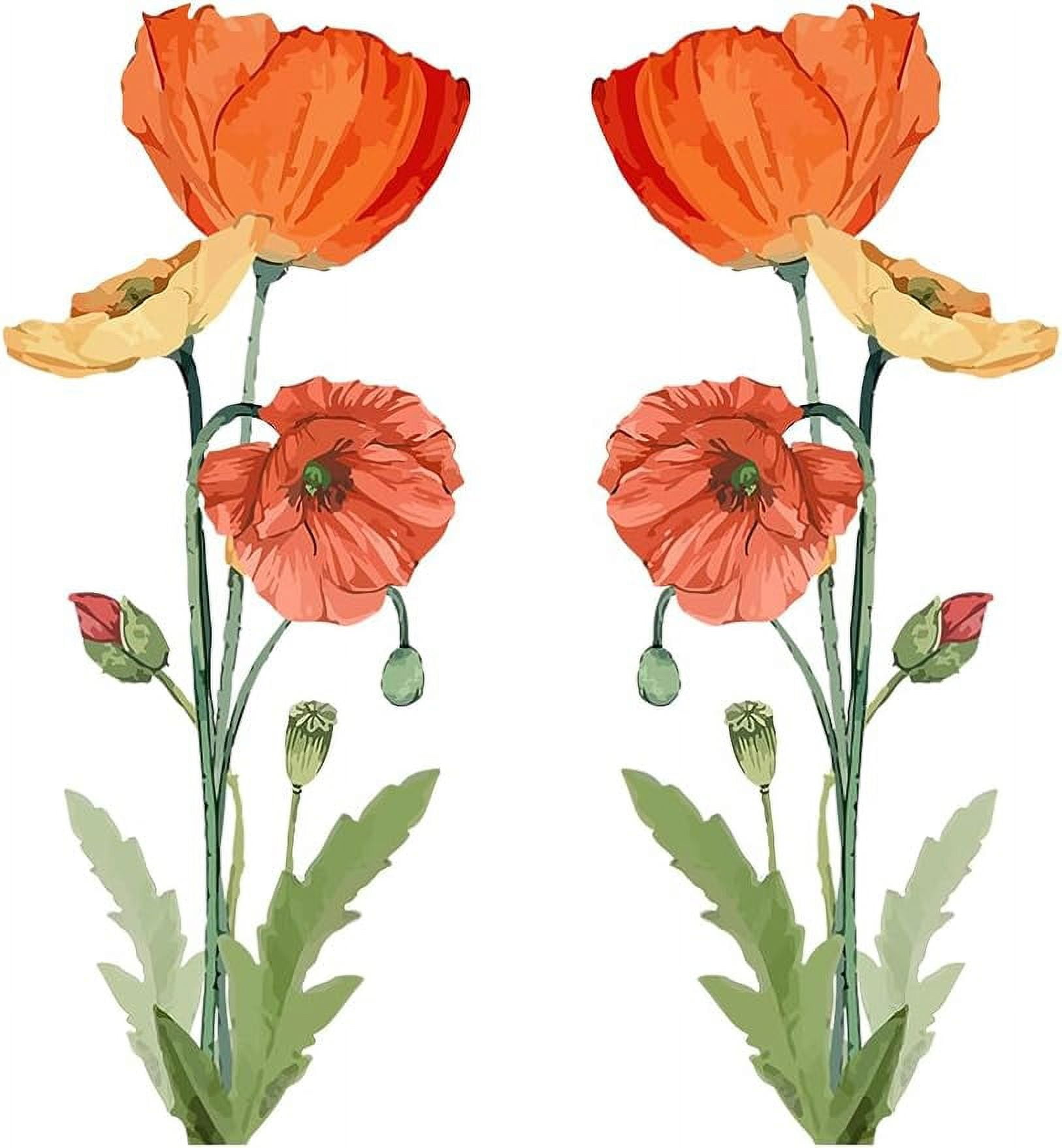 Poppy Flower Wall Stickers Red Floral Vinyl Decal Bedroom Headboard ...