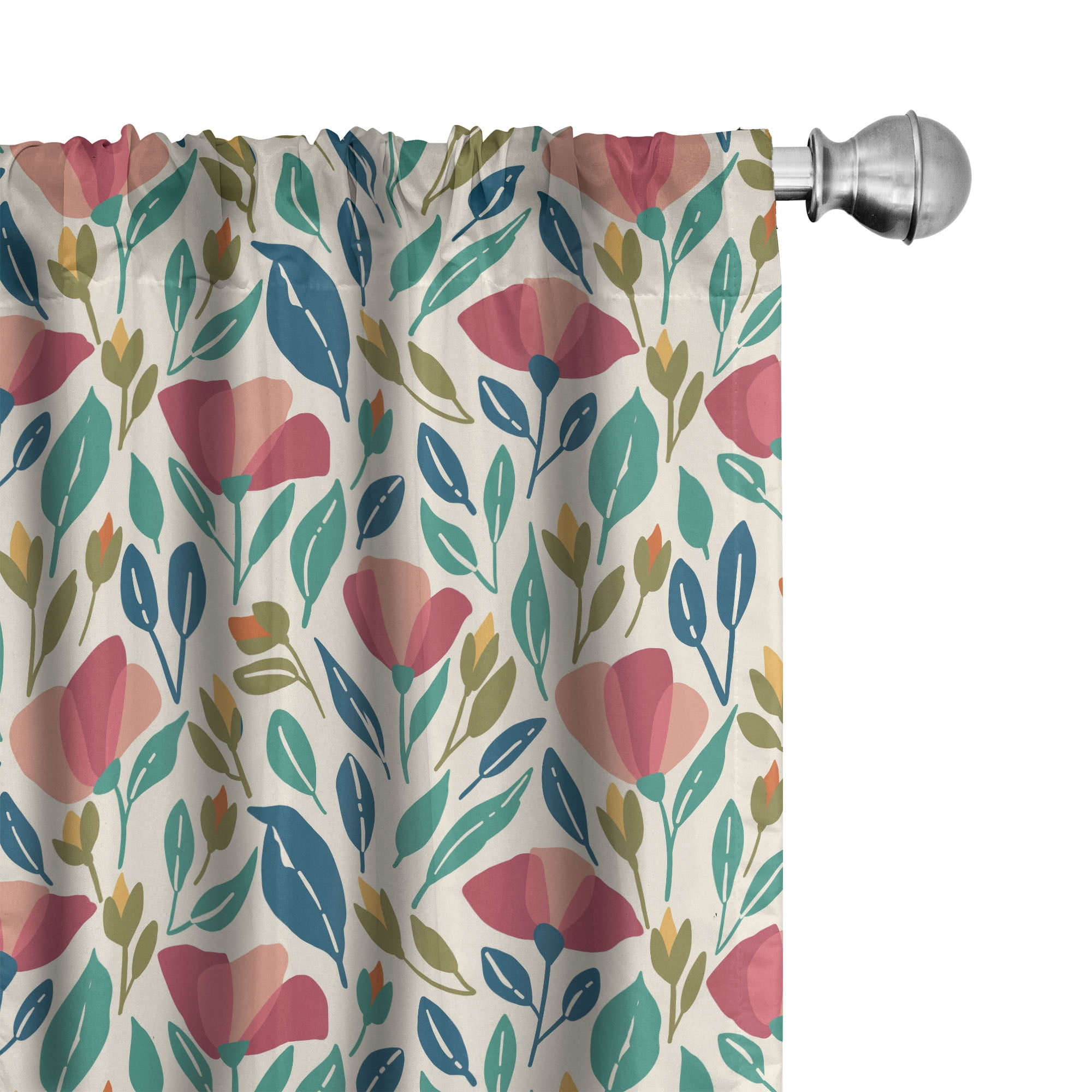 Poppy Flower Window Curtains Pack of 2, Colorful Spring Garden with ...