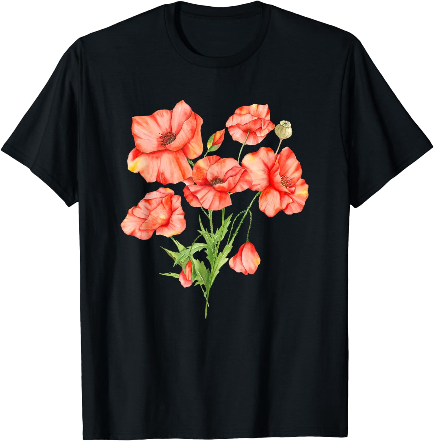 Poppy Flowers Red Plants Natural T-Shirt - Walmart.com
