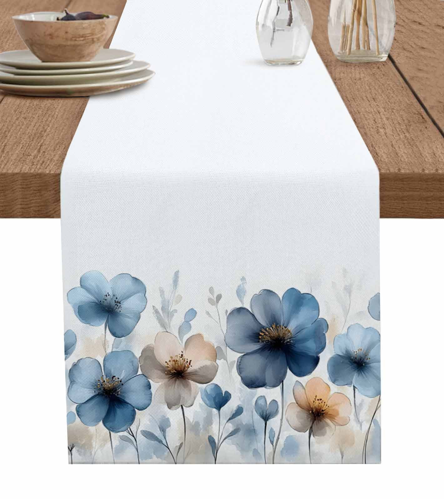 Poppy Flowers Table Runner 72 Inches, Botanical Spring Summer Floral ...