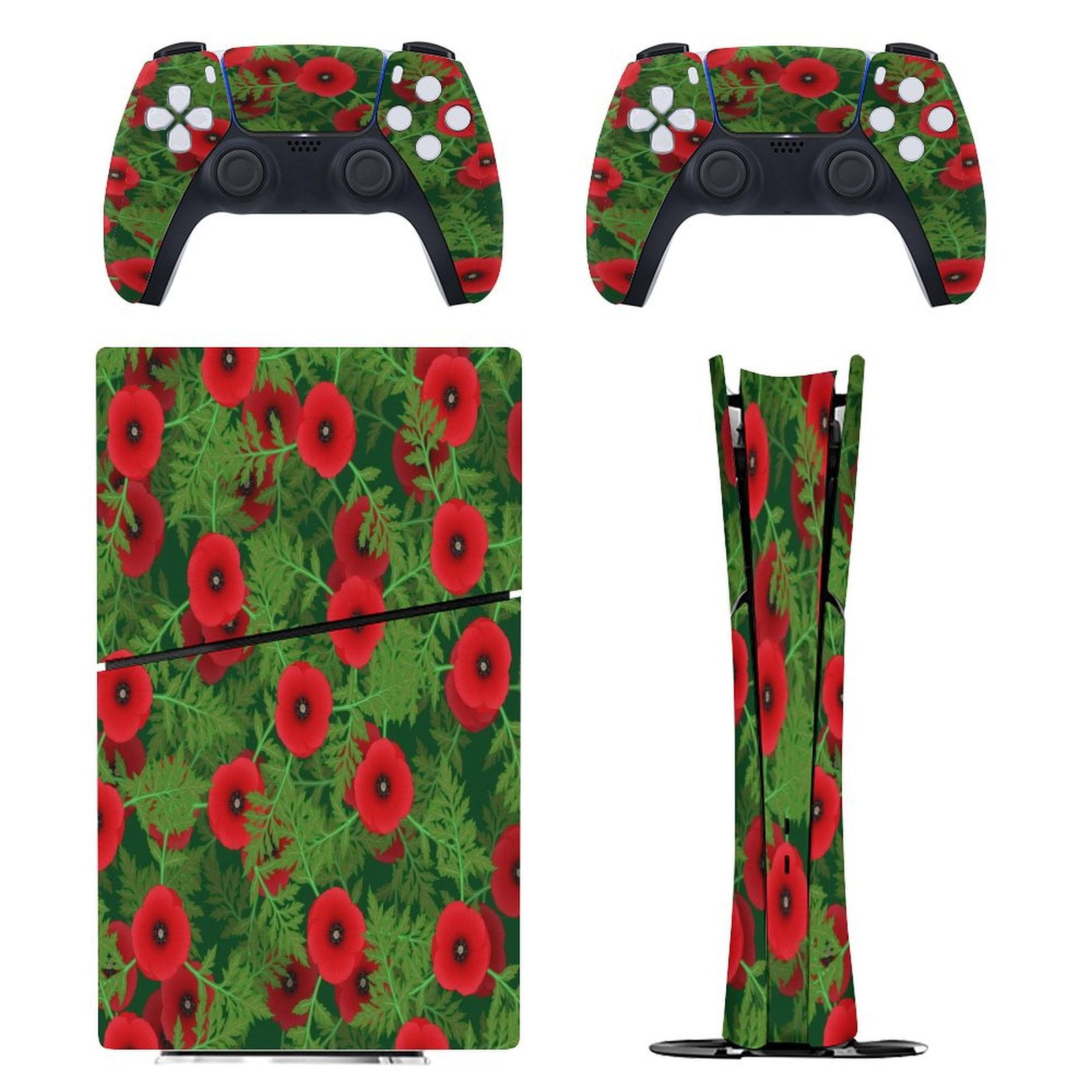 Poppy, Green Leaves PS5/PS5 Slim Digital Disc Skin Sticker For Console ...
