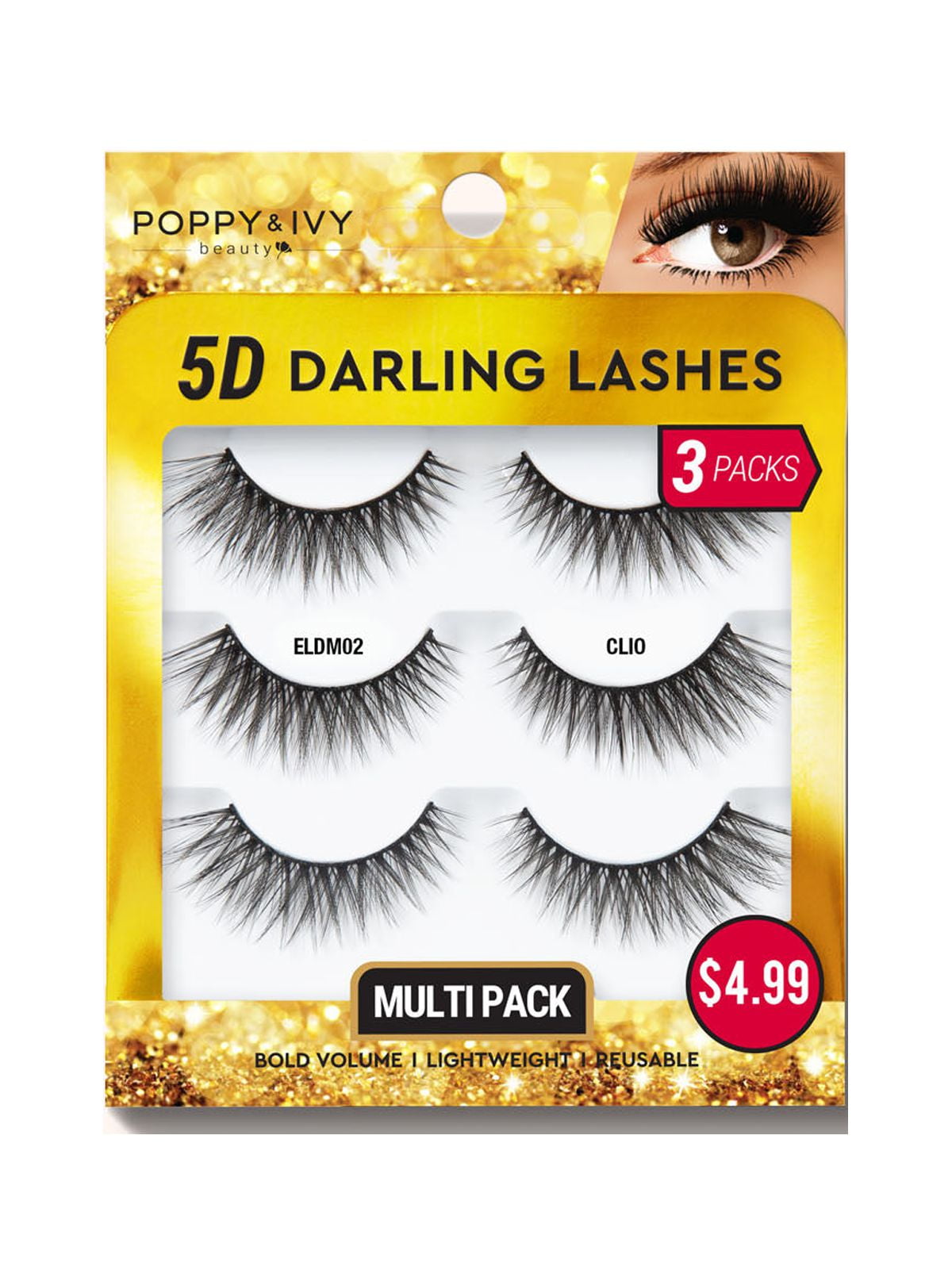 Poppy & IVY- 5D Darling Lashes Multipack - 3 Pairs - Walmart.com