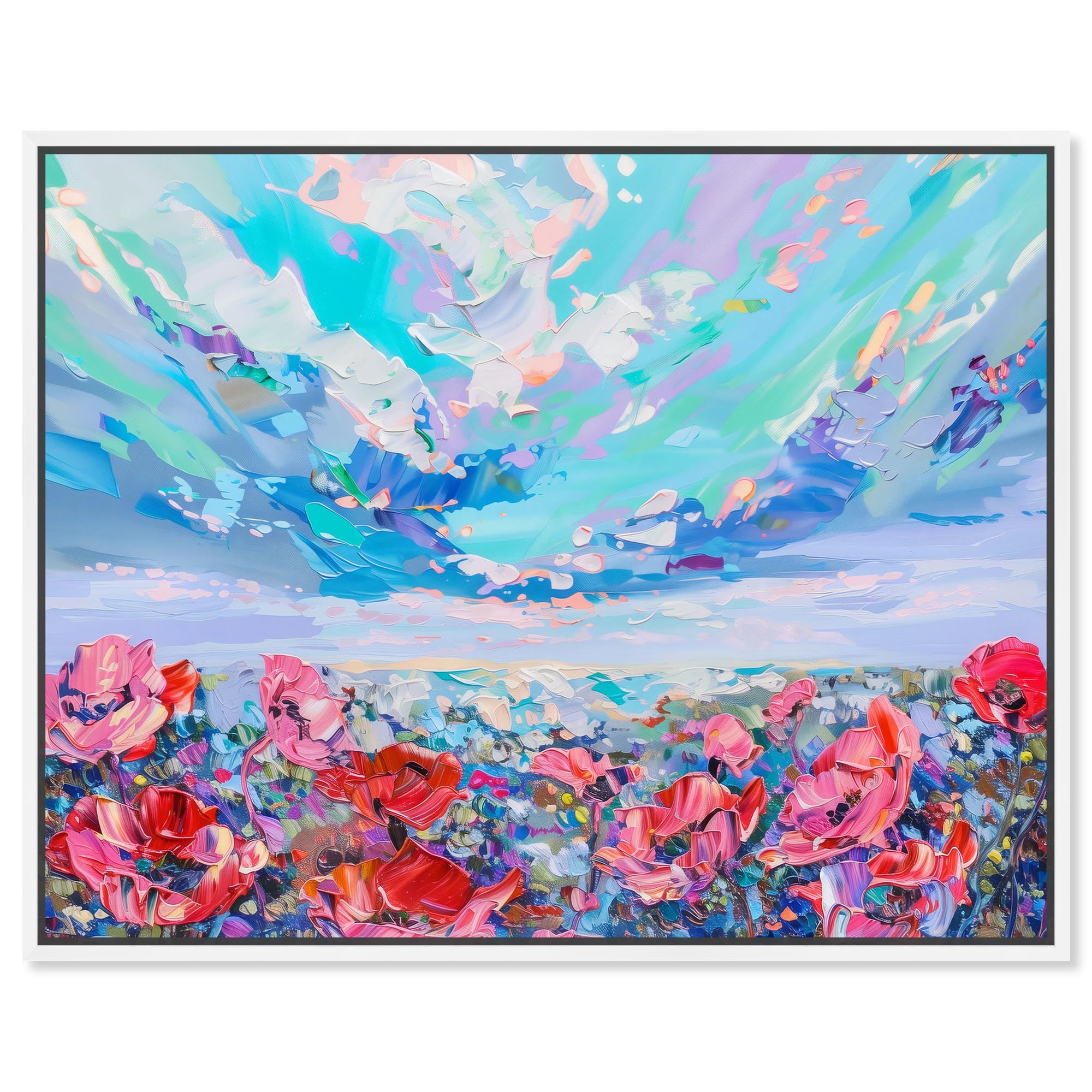 Poppy Paradise Canvas Famous Artist Prints by Art Remedy, White Frame ...