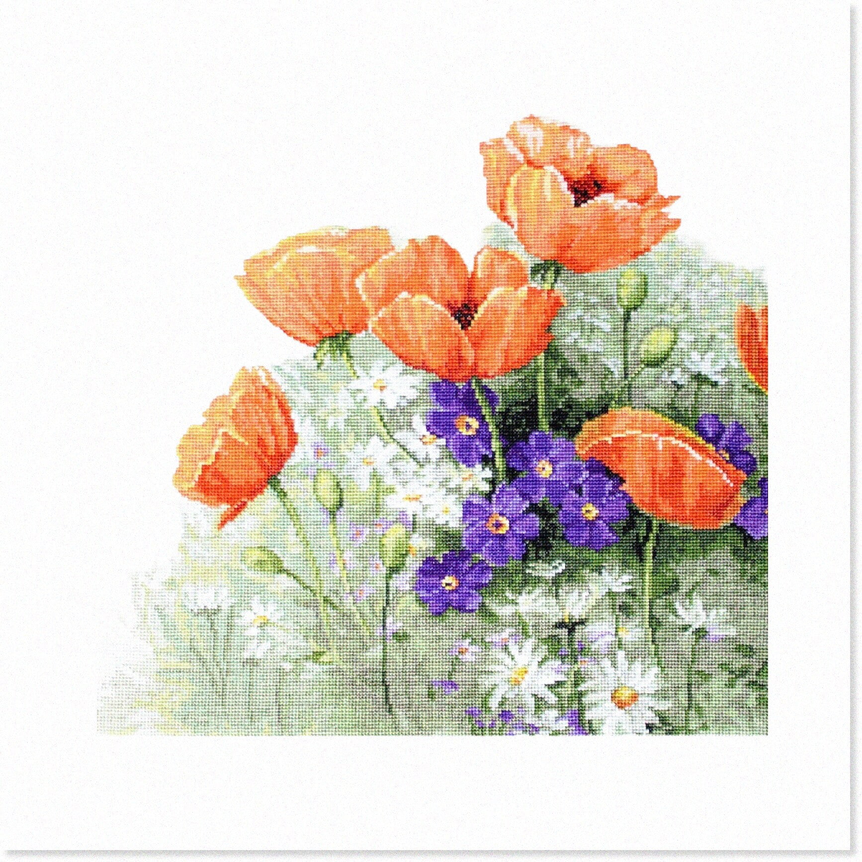 Poppy Patchwork Cross Stitch Set - 28.5 x 28 cm - Create a Stunning ...