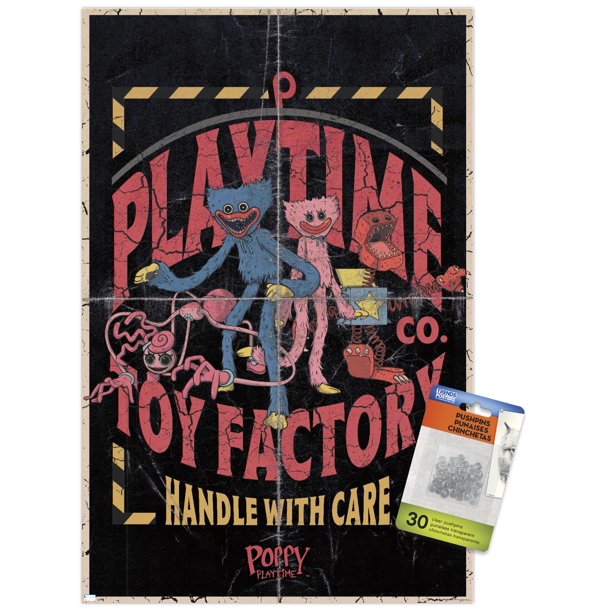 Poppy Playtime - Handle With Care Wall Poster with Push Pins, 14.725" x ...
