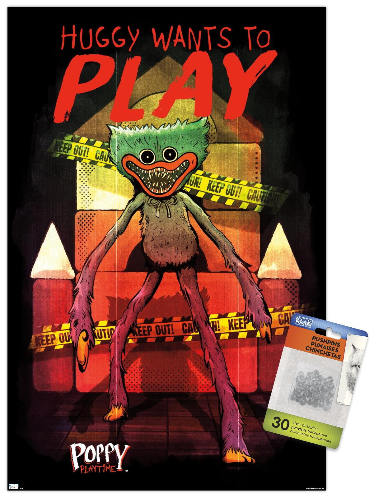 Poppy Playtime - Huggy Wants To Play Wall Poster with Push Pins, 14.725 ...