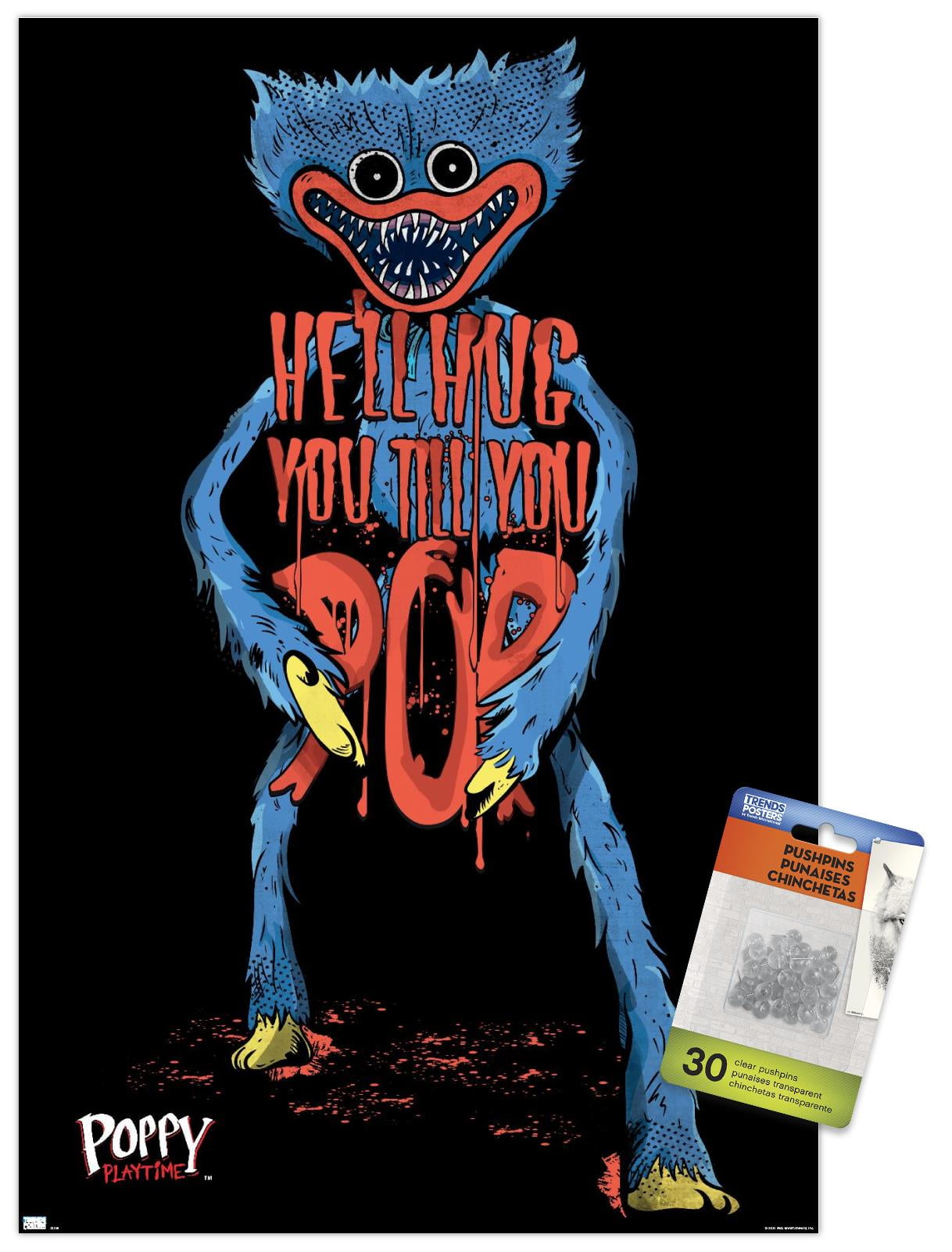 Poppy Playtime - Huggy Wuggy Hug Wall Poster with Push Pins, 14.725" x 22.375" - Walmart.com
