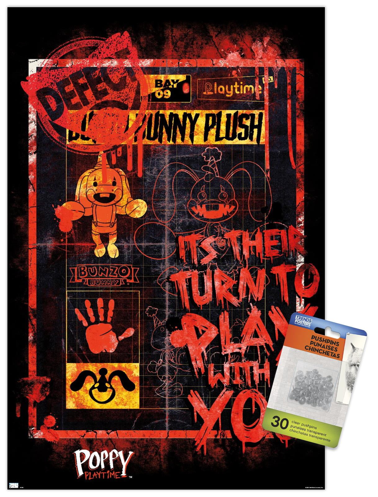 Poppy Playtime - It's Their Turn Wall Poster with Push Pins, 14.725" x ...