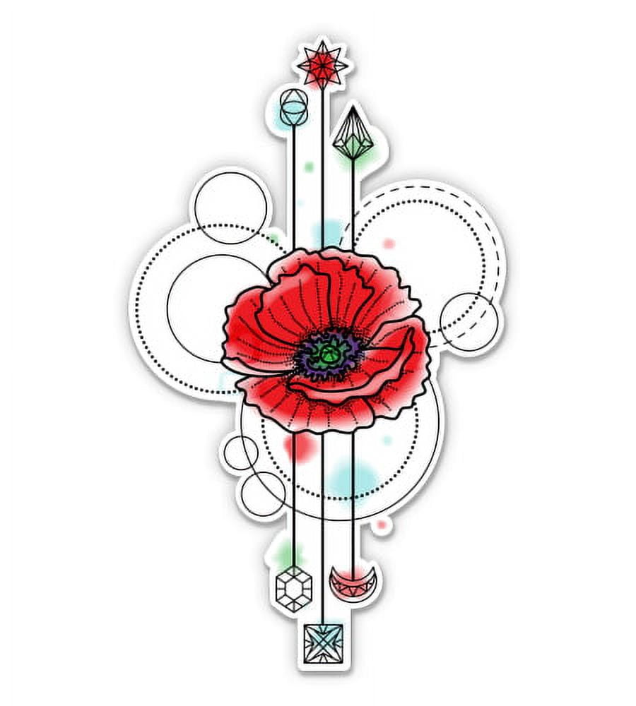 Poppy Pretty Flower Tattoo - 7" Vinyl Sticker - For Car Laptop I-Pad ...