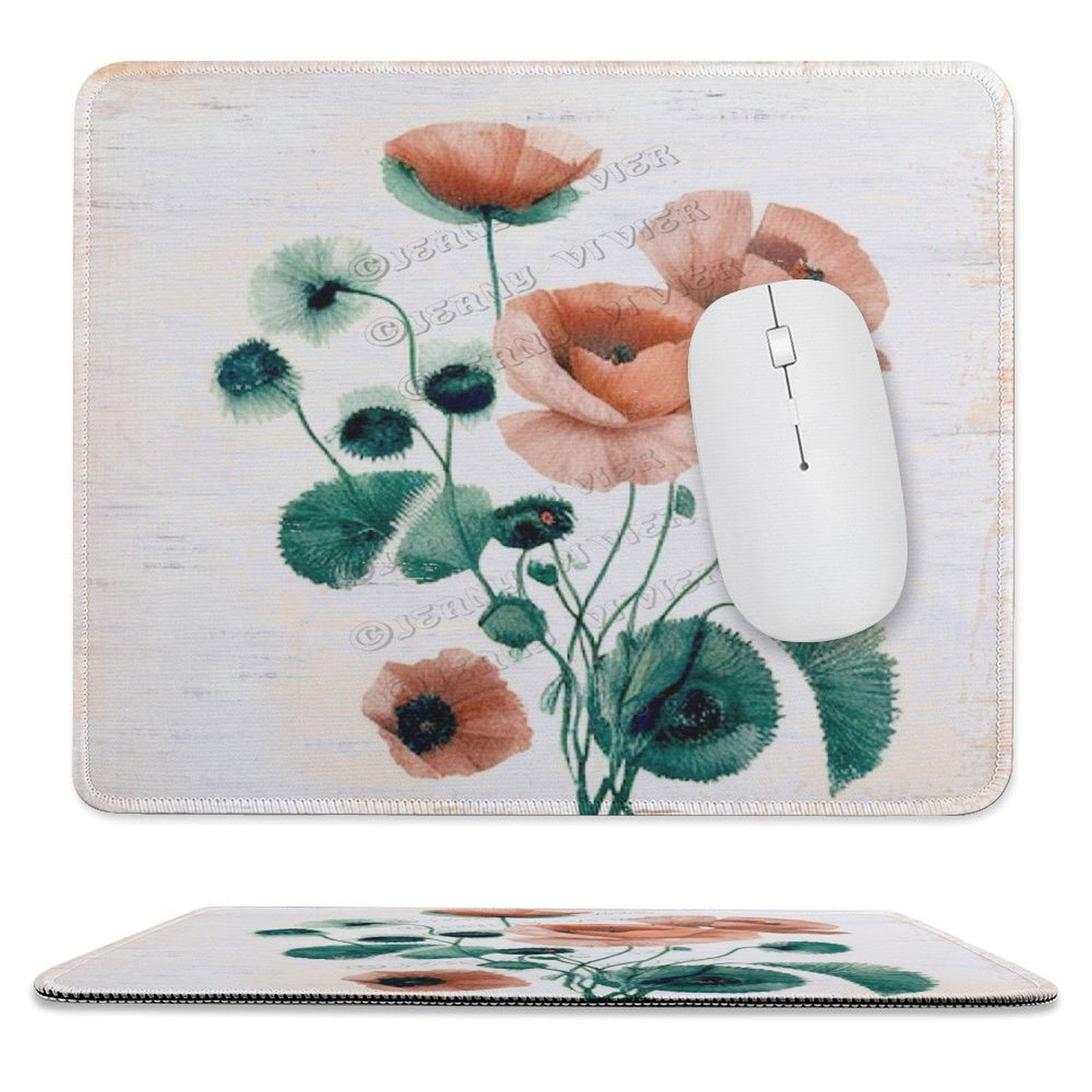 Poppy Print Mouse Pad, Computer Mouse Mat with Anti-Slip Rubber Base ...