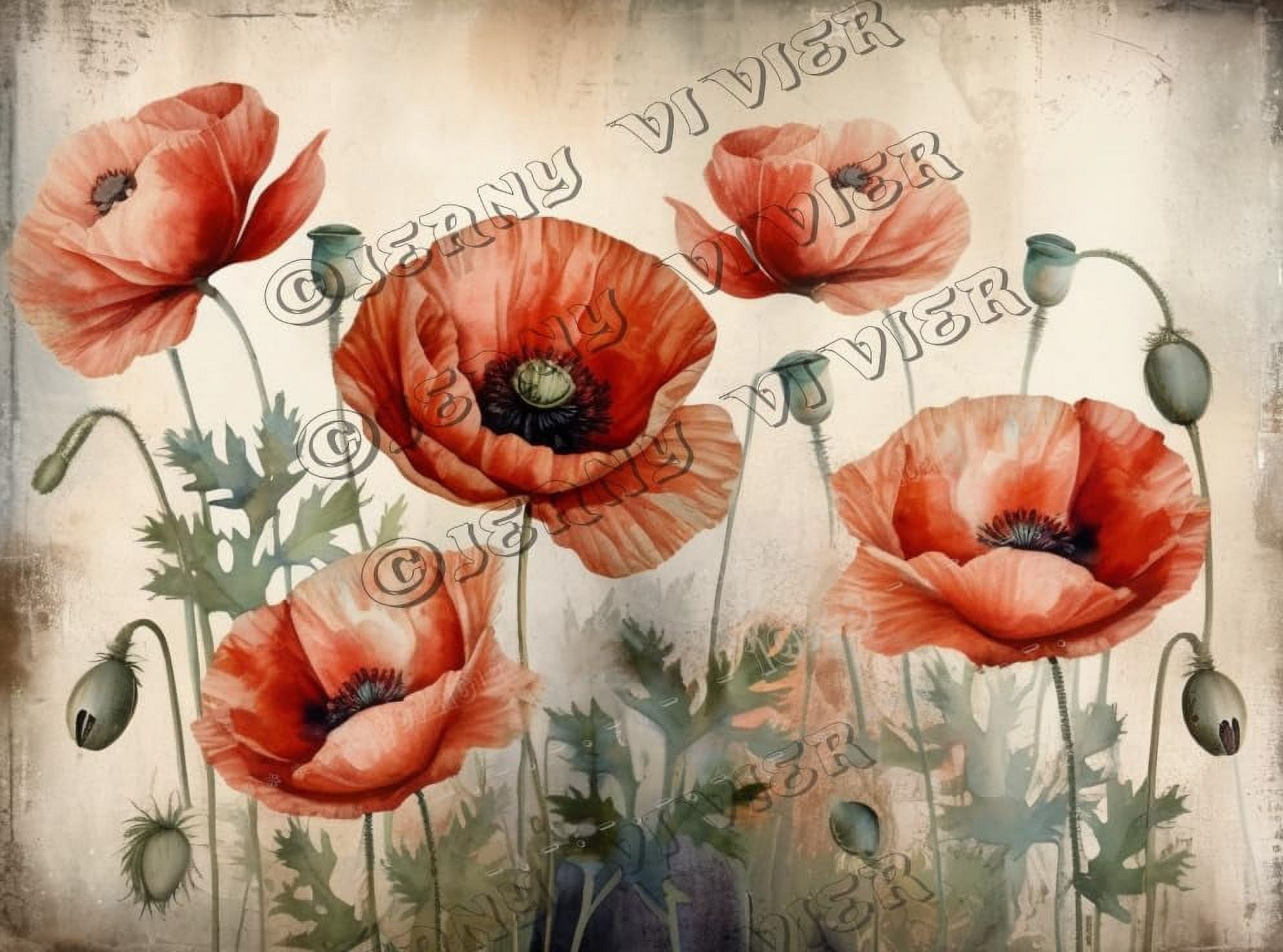 Poppy Retro Aluminum Sign 12"x16" Metal Sign Poppy Flower Wall Decor ...