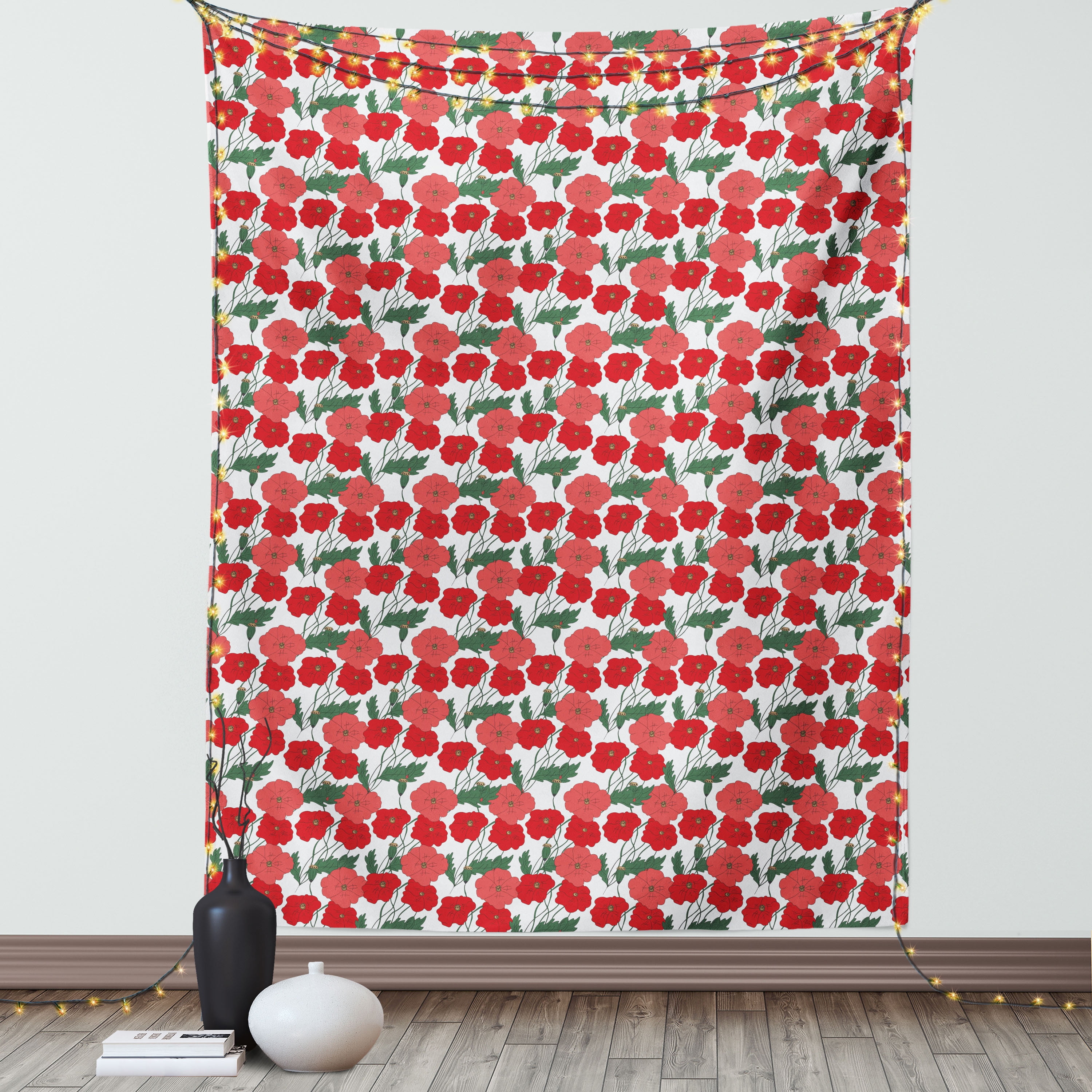 Poppy Tapestry, Composition with Blossoming Flowers of Spring Season ...