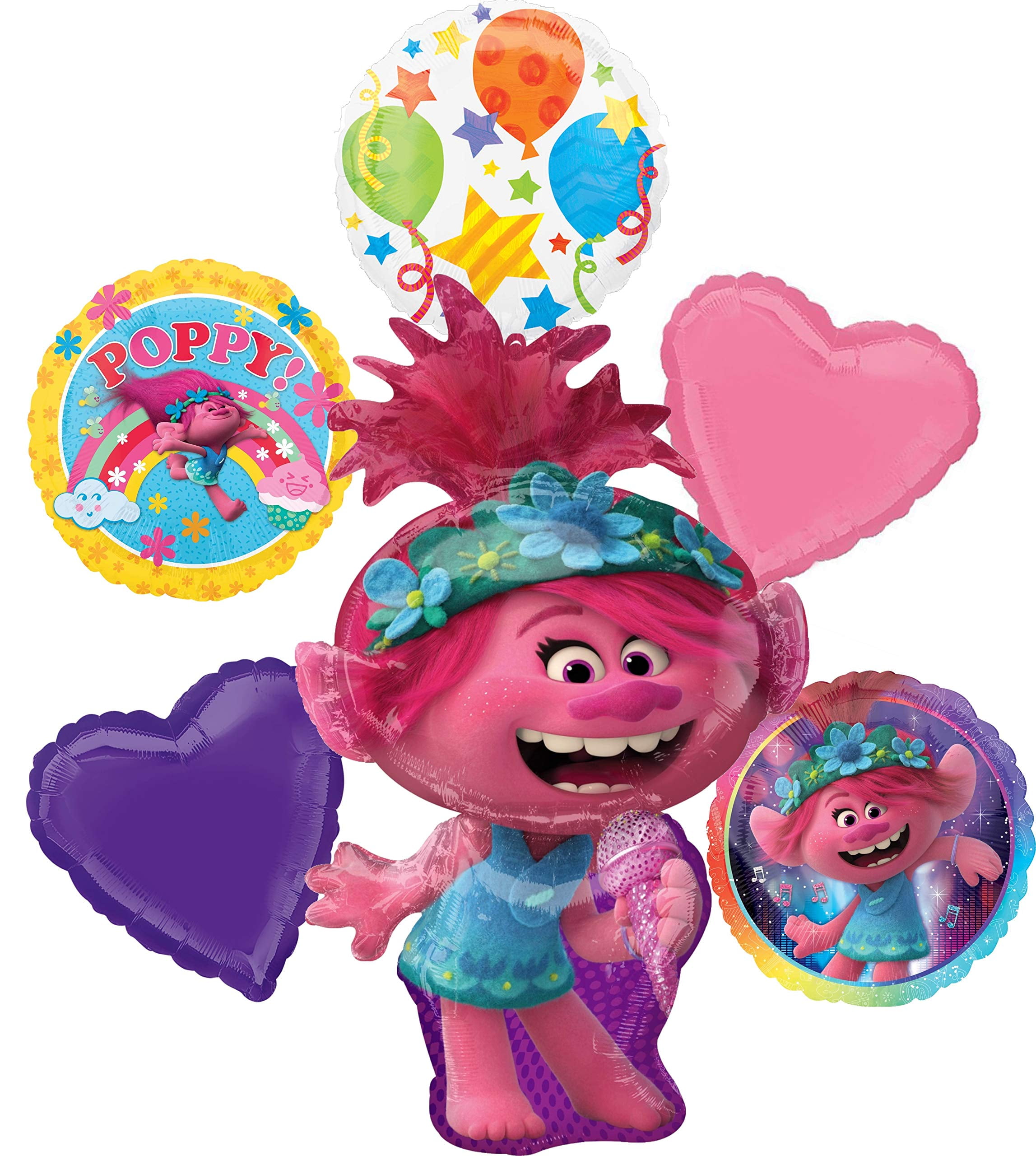 Poppy Trolls World Tour Party Supplies Balloon Bouquet Decorations ...