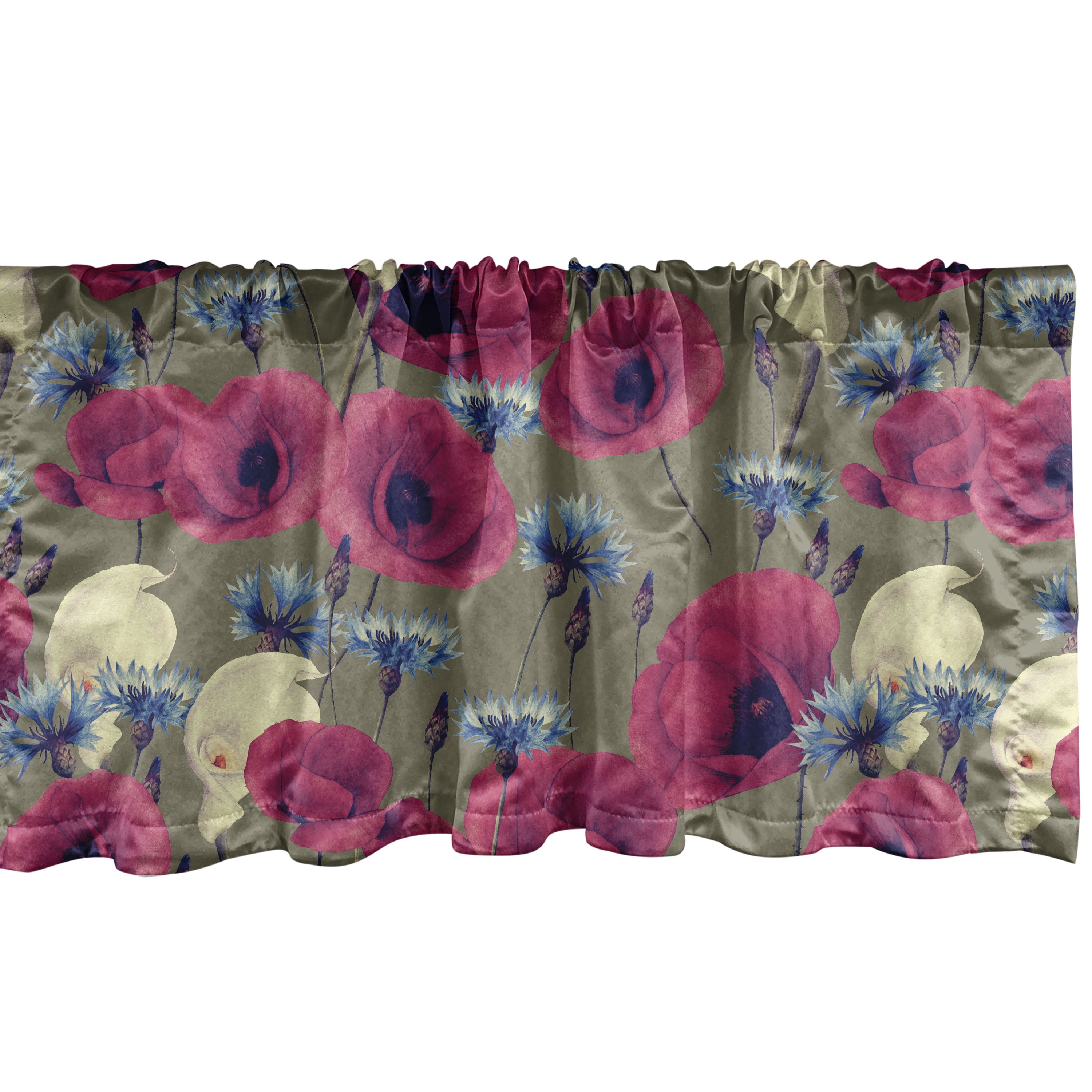 Poppy Window Valance Pastel Colors Delicate Floral Composition Simple