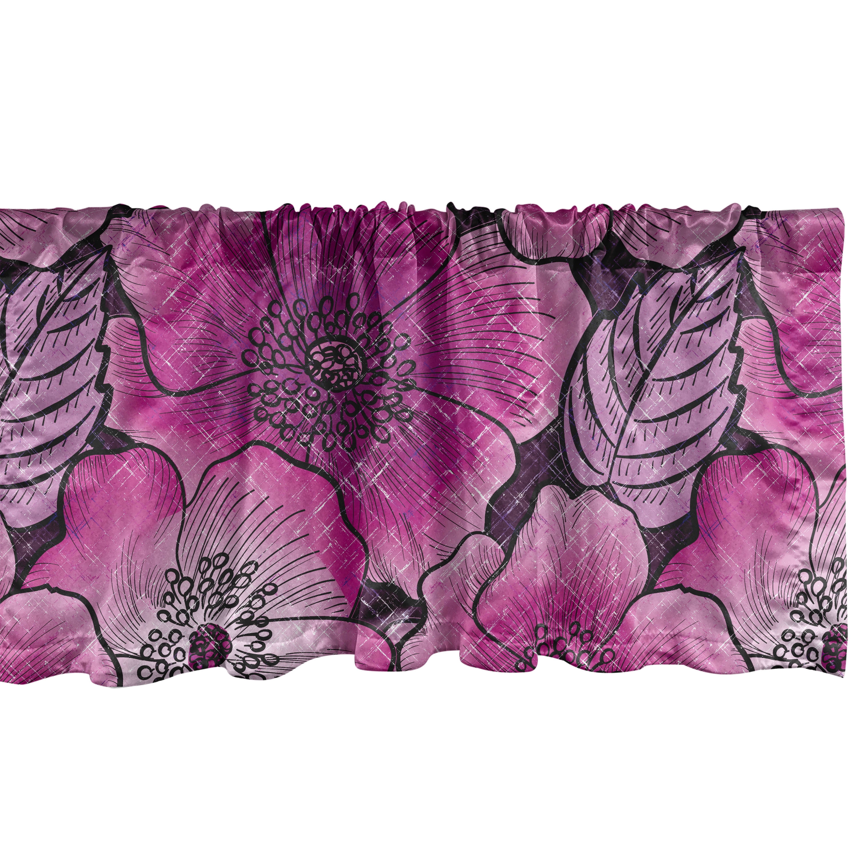 Poppy Window Valance, Retro Wave Colors Flowers Vintage with Dreamy ...