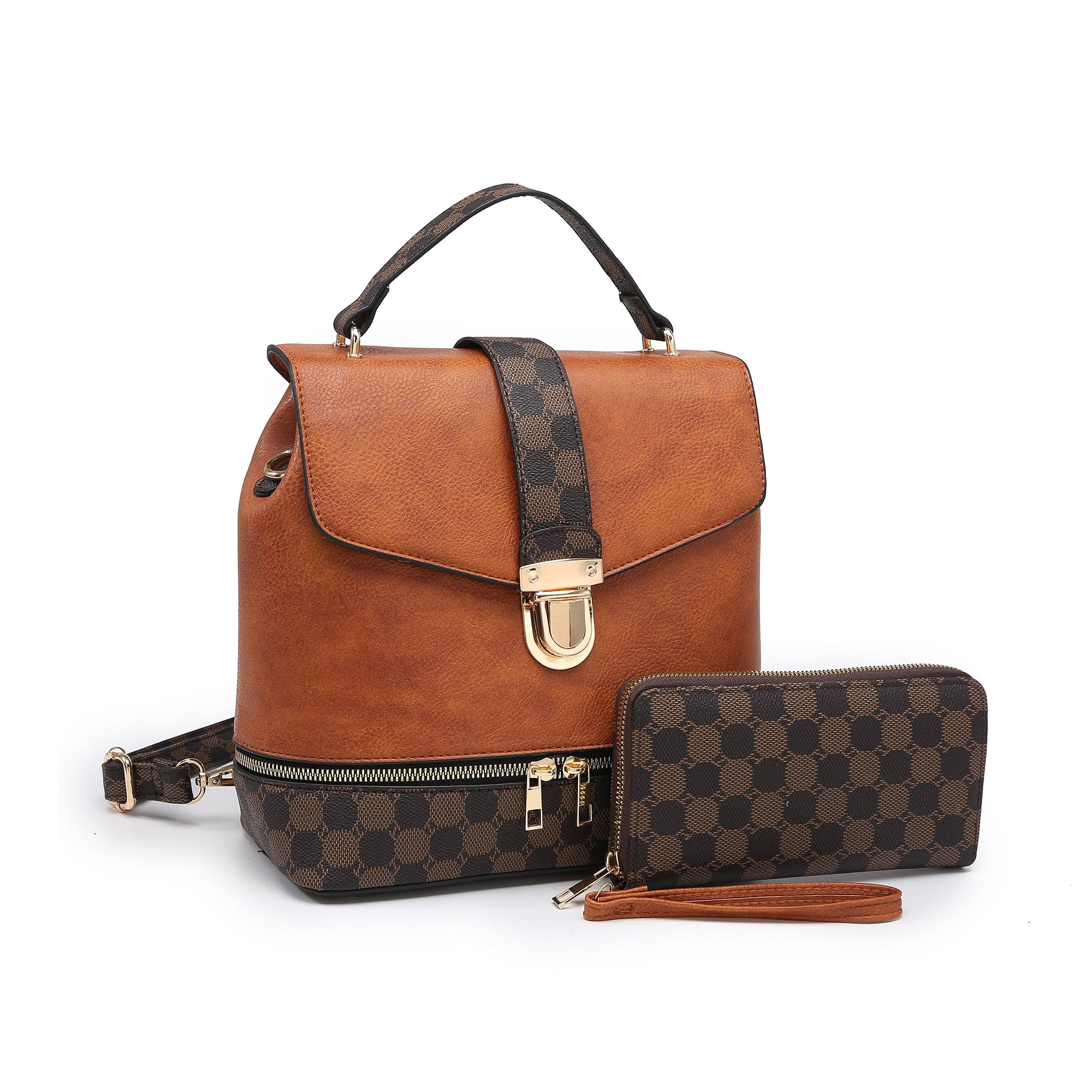 Poppy Women's Leather Purses and Handbags Set Top Handle Satchel Bags ...