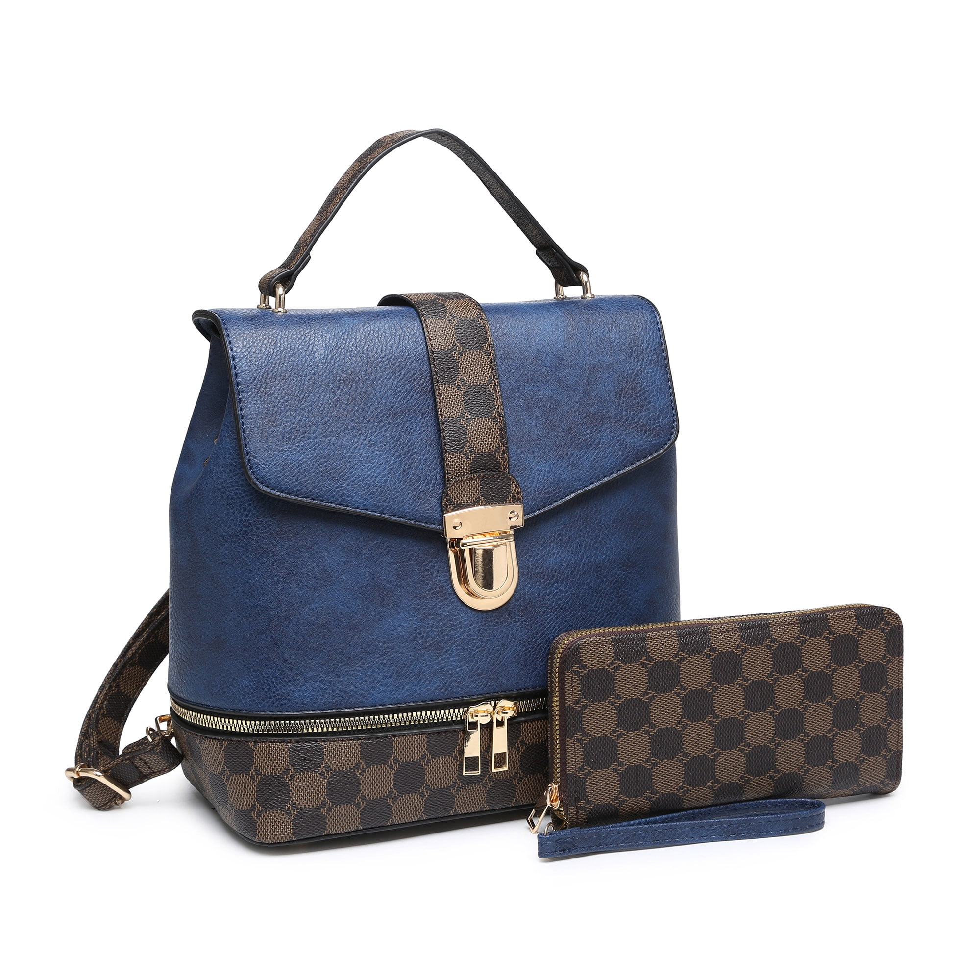 Poppy Women's Leather Purses and Handbags Set Top Handle Satchel Bags ...