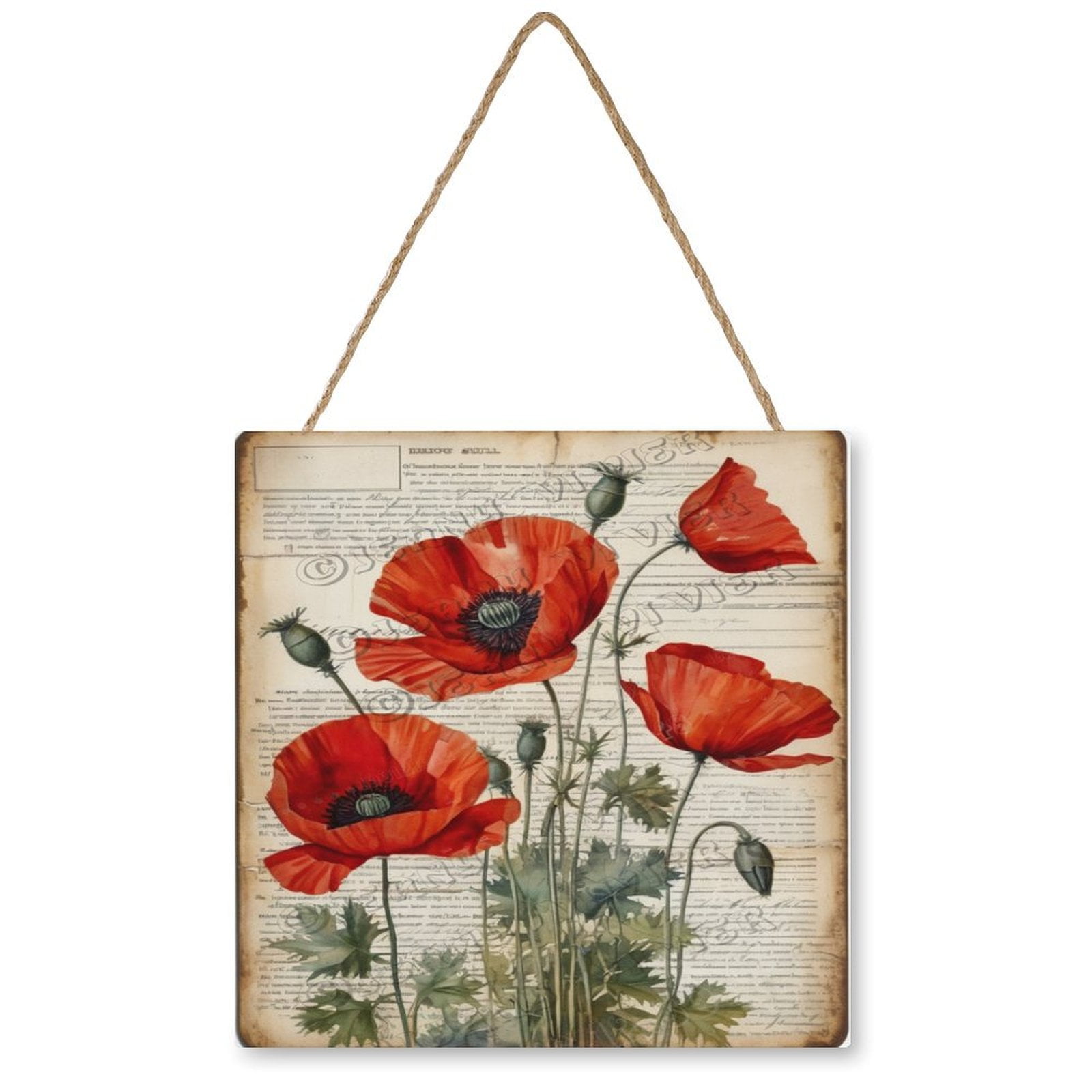 Poppy Wood Hanging Sign for Bedroom Living Room, Wood Wall Art, Funny ...