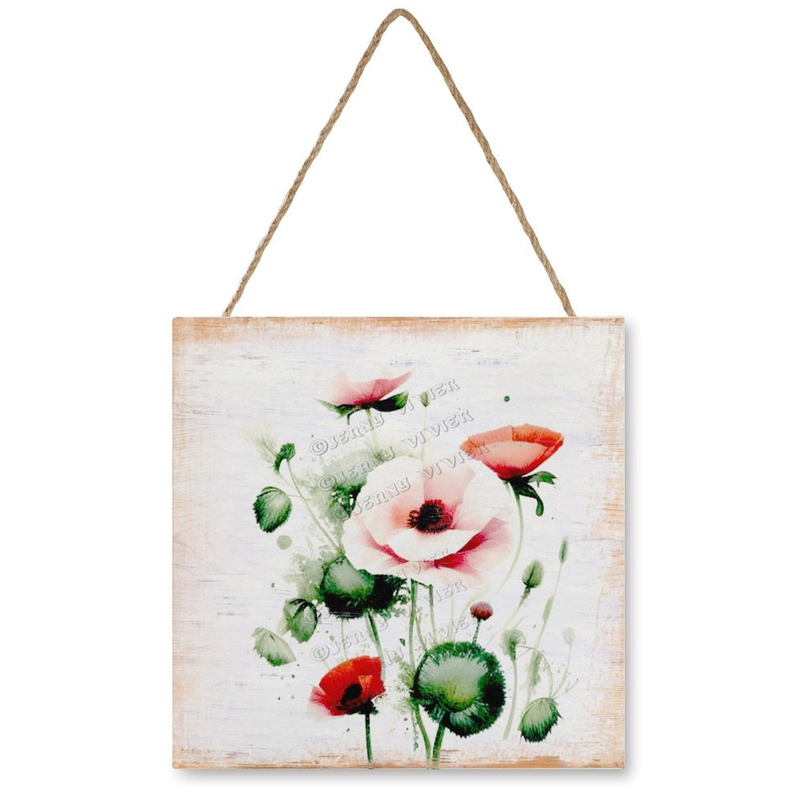 Poppy Wooden Hanging Sign Flower Wooden Sign Kitchen Decor Rustic ...